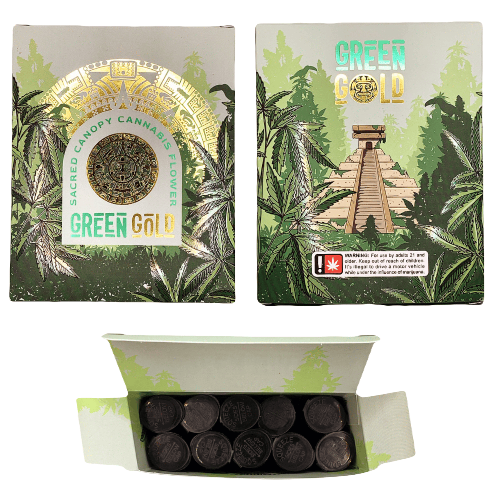 GREEN GOLD Pre-Roll Doob Tube Boxes | Holds 10 Tubes | Creative Labz ...