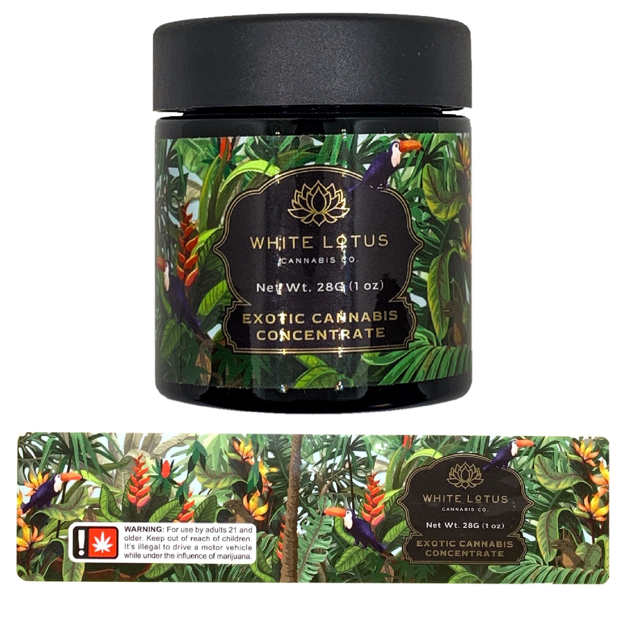 WHITE LOTUS | 28g Concentrate Container | Black | Child Resistant Glass ...