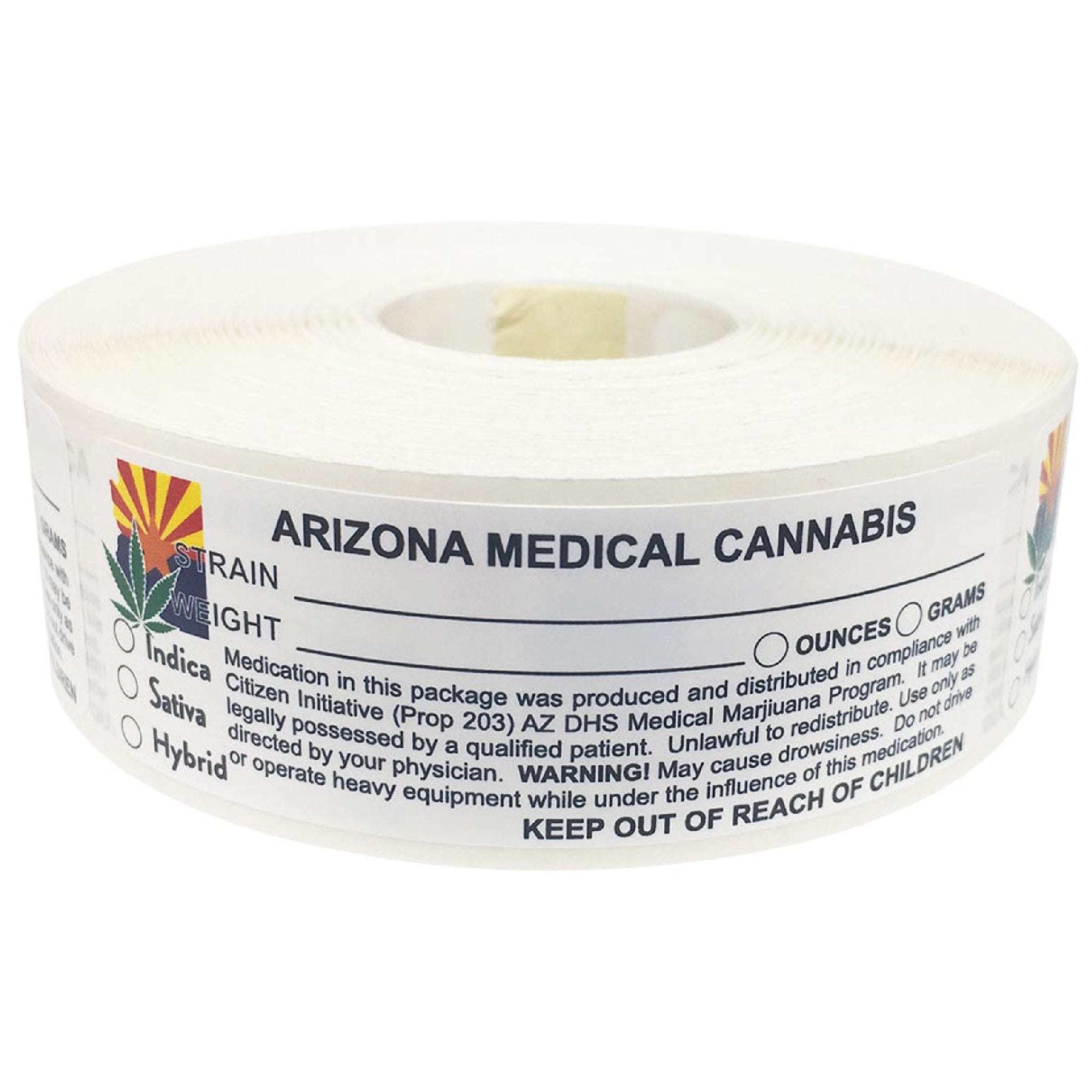 ARIZONA | Cannabis State Warning Label | Strain Label | 1“ x 3“ | 500 ...