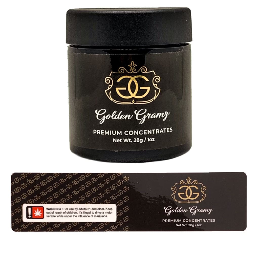 GOLDEN GRAMZ | 28g Concentrate Container | Black | Child Resistant Gla ...