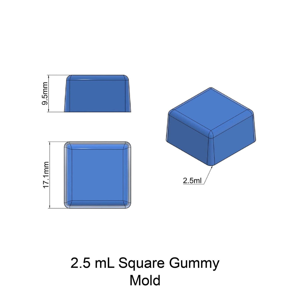 Gummy Edible Mold | SQUARE | 2.5 mL | 3.25 mL | 4 mL | 6 mL | Silicone ...