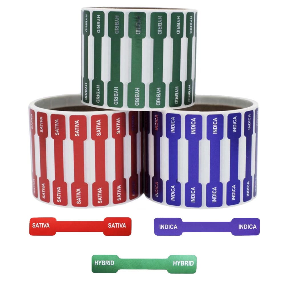 HYBRID | INDICA | SATIVA | Tamper Evident Labels | 0.5 x 2.75 ...