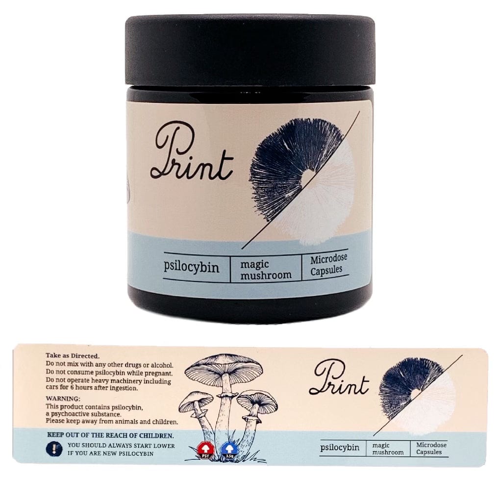 PRINT | Microdose | Black Glass Jars | Child Resistant | Shroom ...